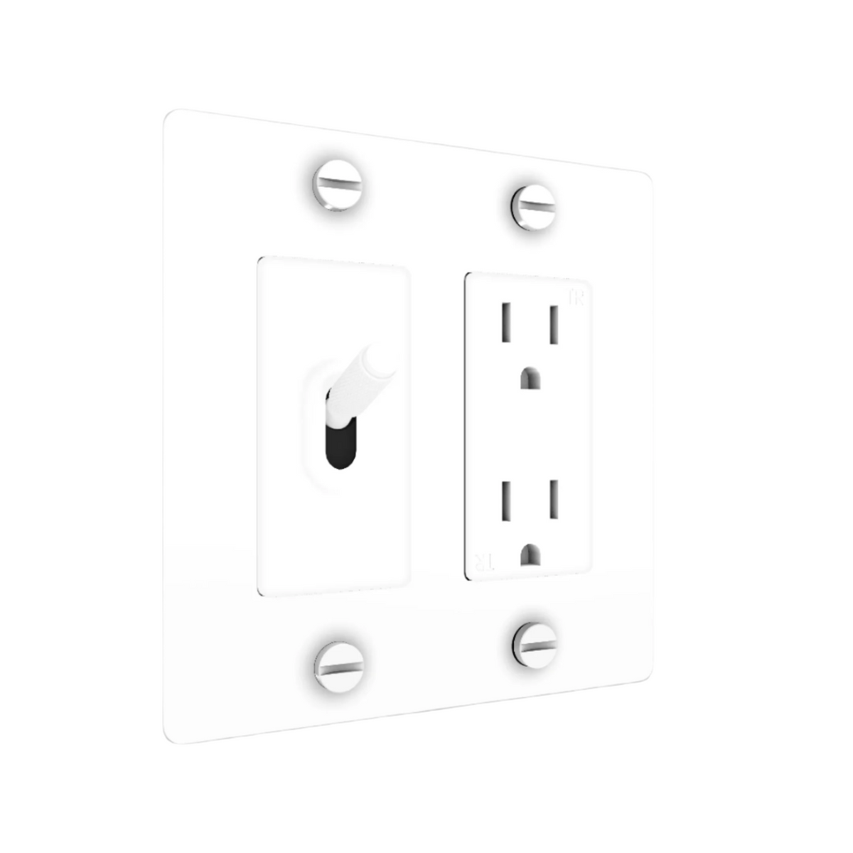 2G Toggle & Duplex Outlet / Cross / Without Logo / White / White | Light House Co.