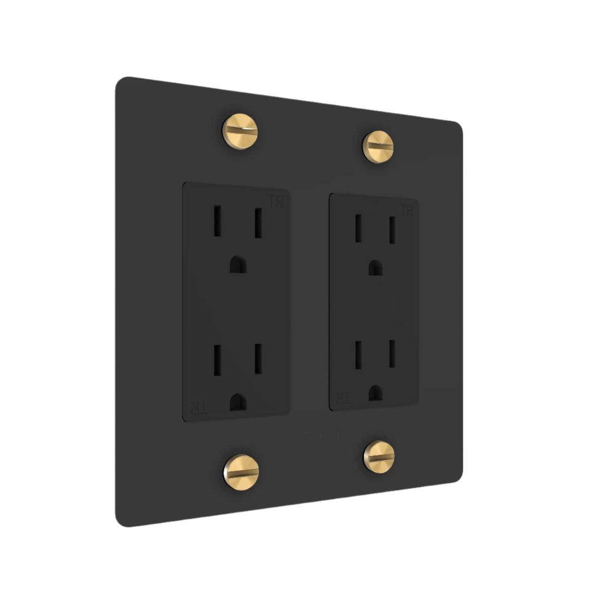 2G Duplex Outlet / Cross / Without Logo / Black / Brass | Light House Co.