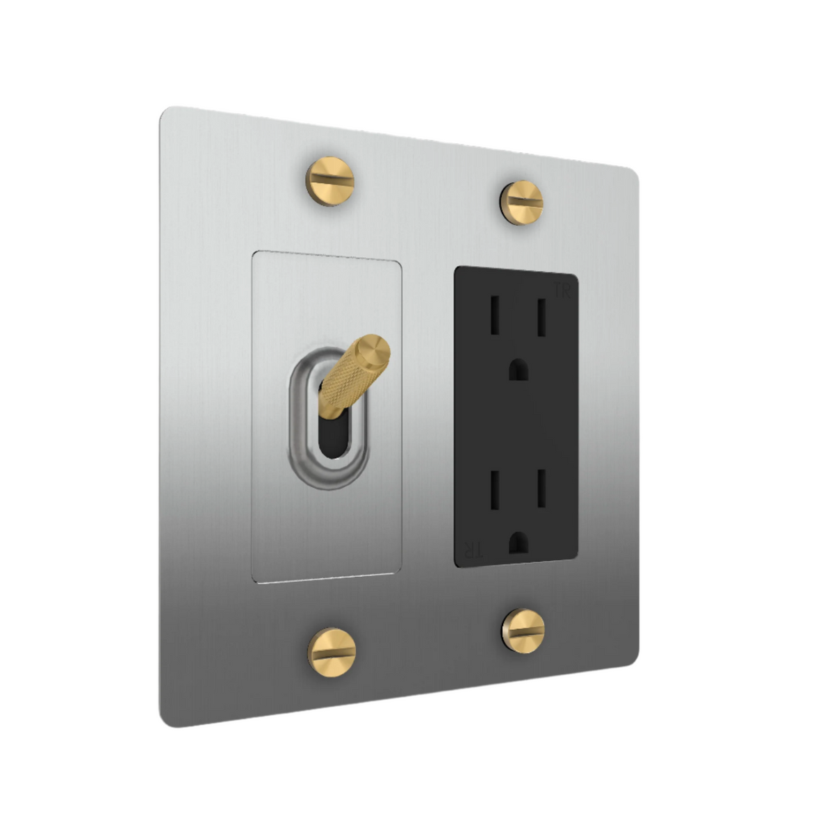 2G Toggle & Duplex Outlet / Cross / Without Logo / Steel / Brass ...