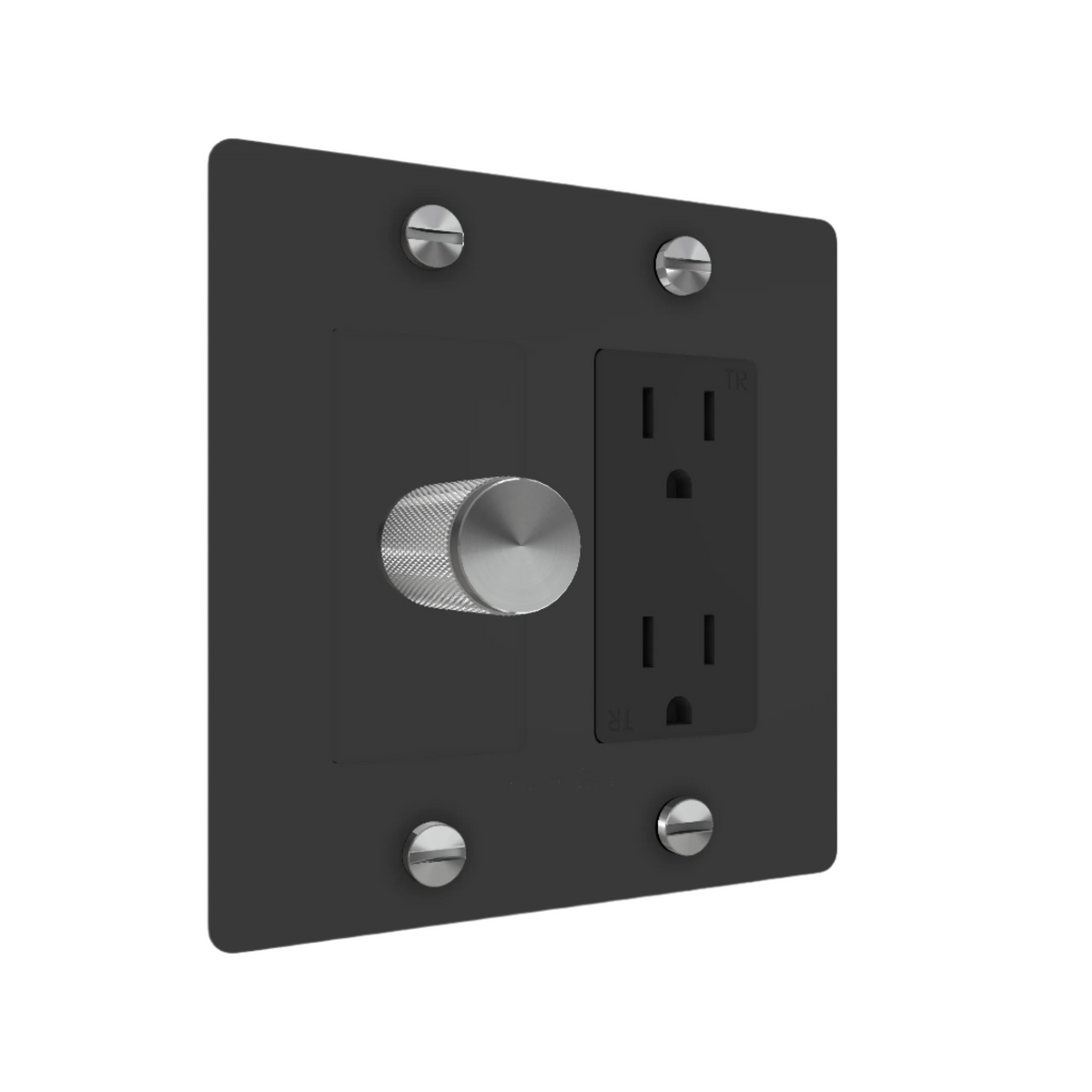 2G Dimmer & Duplex Outlet / Cross / Without Logo / Black / Steel ...
