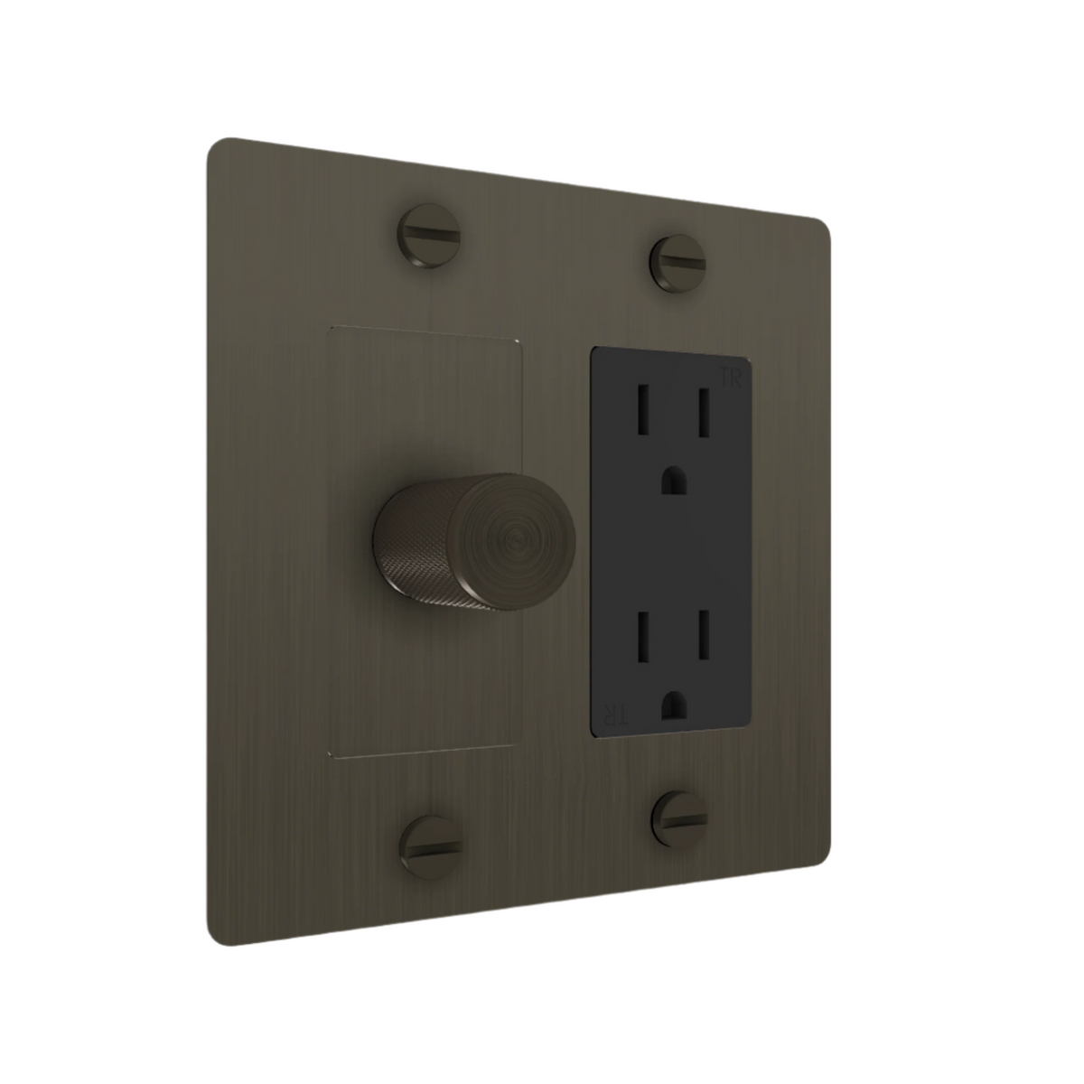 2G Dimmer & Duplex Outlet / Cross / Without Logo / Smoked Bronze ...