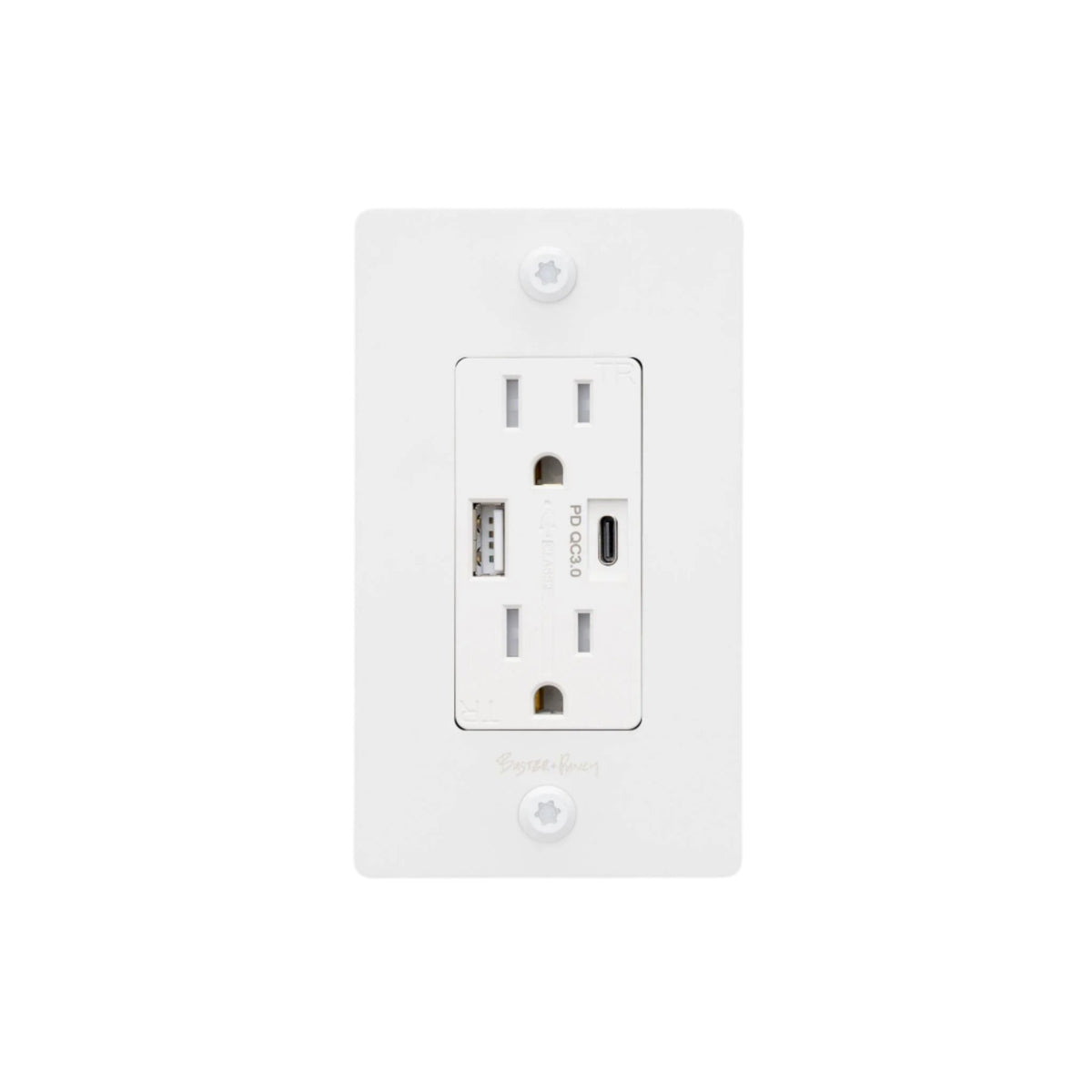 1G Duplex Outlet / Usb A + C / Linear / With Logo / White | Light House Co.