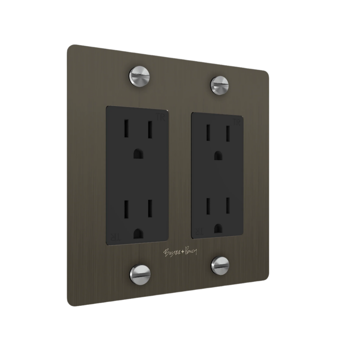 2G Duplex Outlet / Cross / With Logo / Smoked Bronze / Steel | Light ...